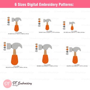Mini Mechanic Tools Embroidery Designs Bundle, Construction Hammer ...