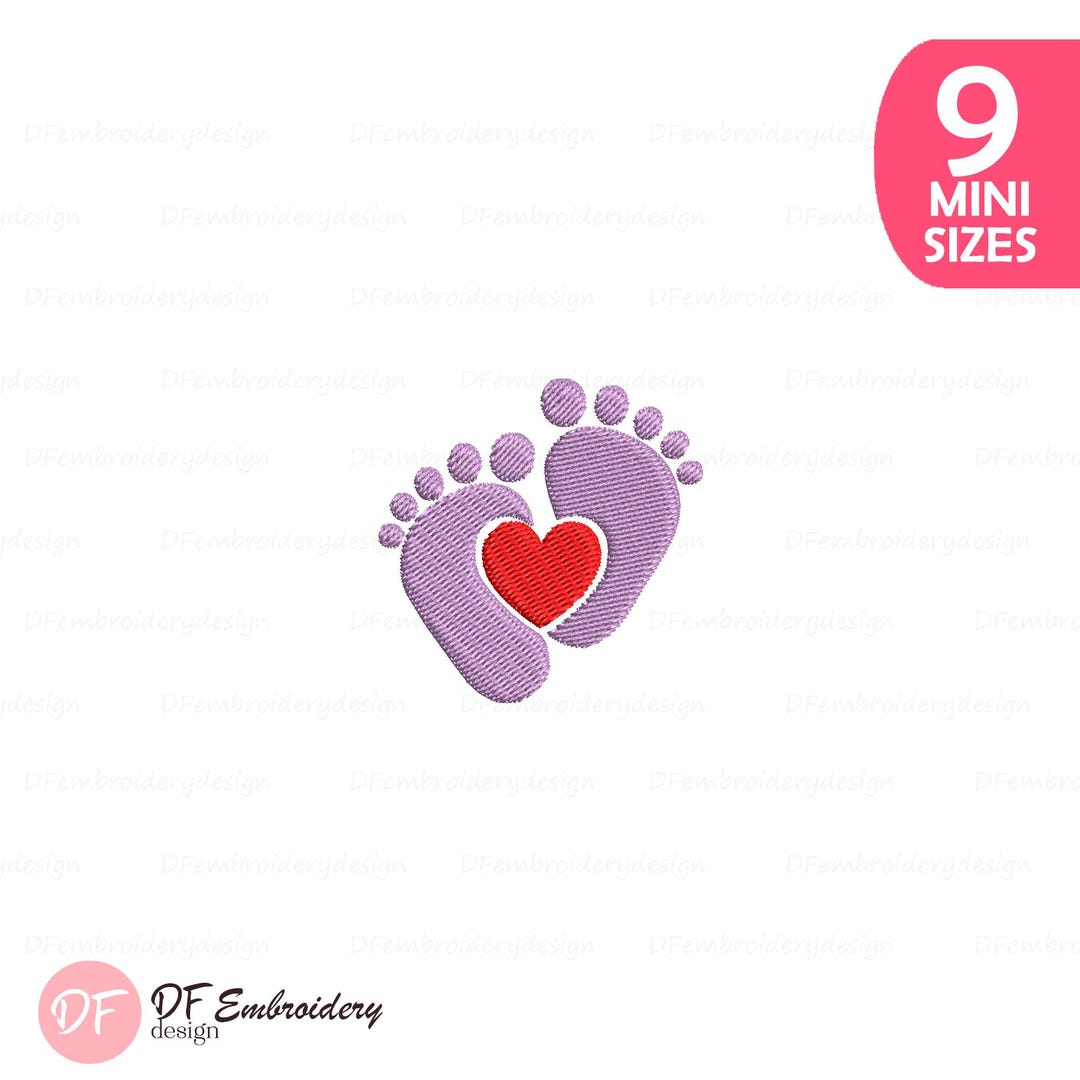 Mini Baby Feet Embroidery Design, Baby Footprint Machine Embroidery ...