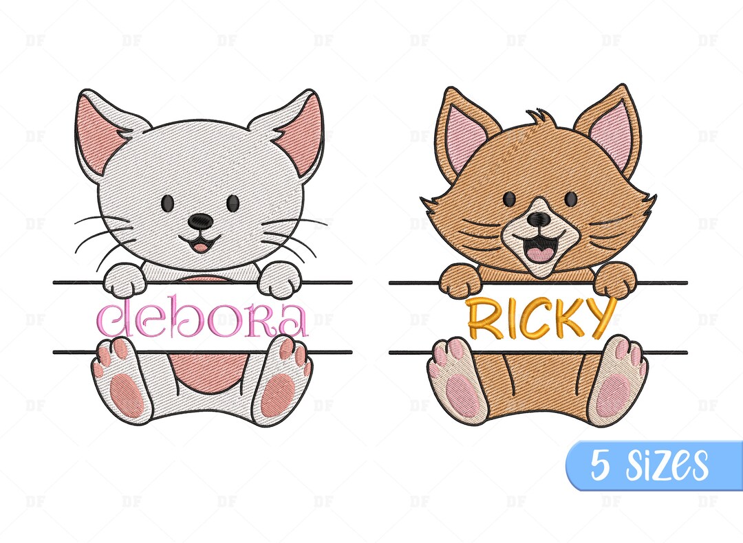 Cat Split Monogram Embroidery Designs, Cat Monogram/name (monogram/name ...