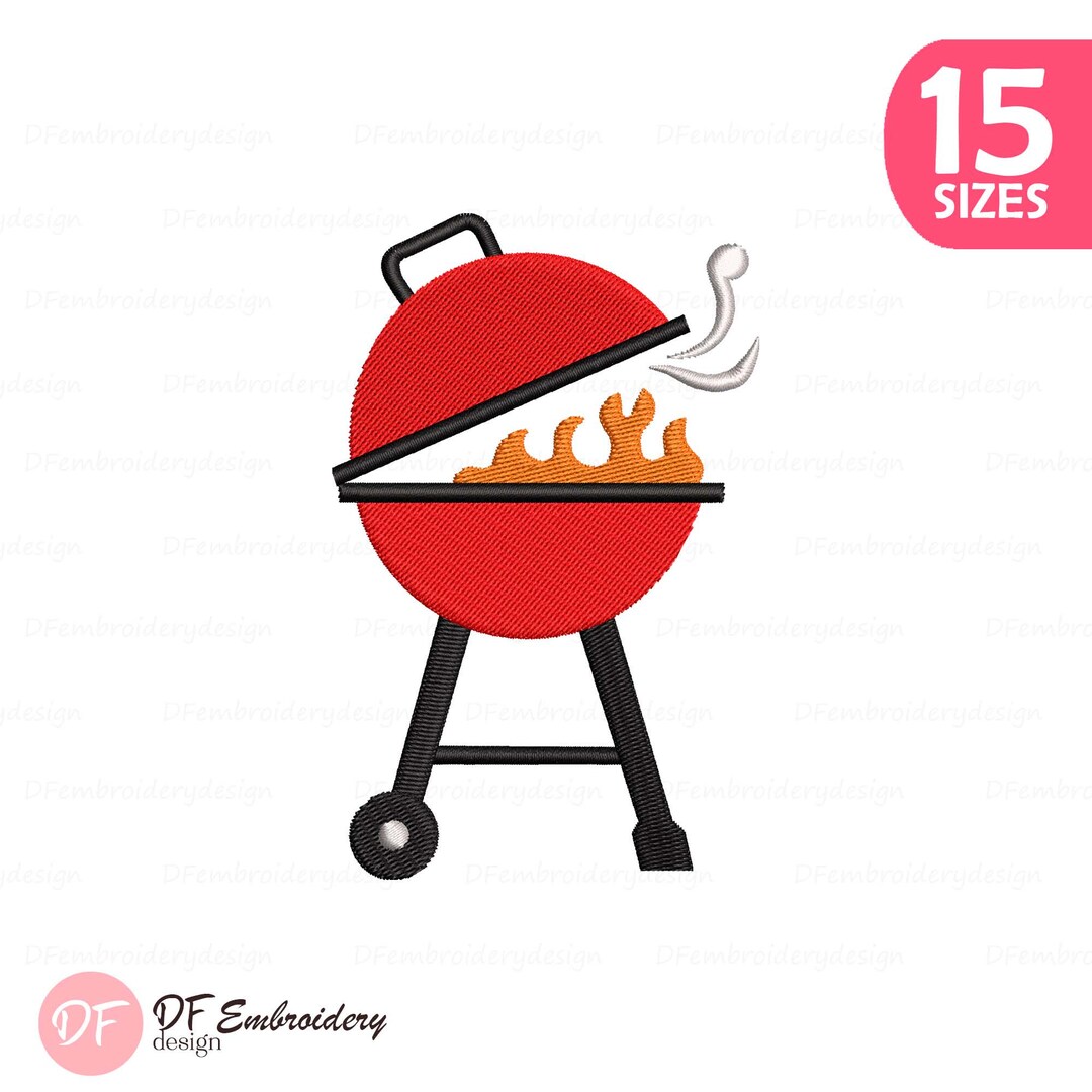 Barbeque Embroidery Design, BBQ Grill Embroidery File, Outdoor Cooking ...