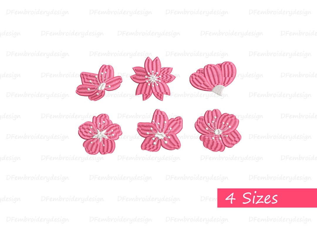 Mini Cherry Blossom Embroidery Design – Elegant & Delicate Floral ...