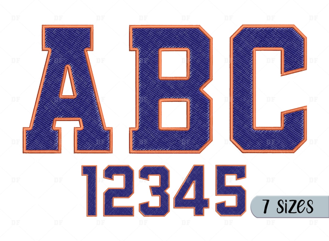 Varsity Font Embroidery Design: 2-color Letters & Numbers (7 Sizes) - Etsy