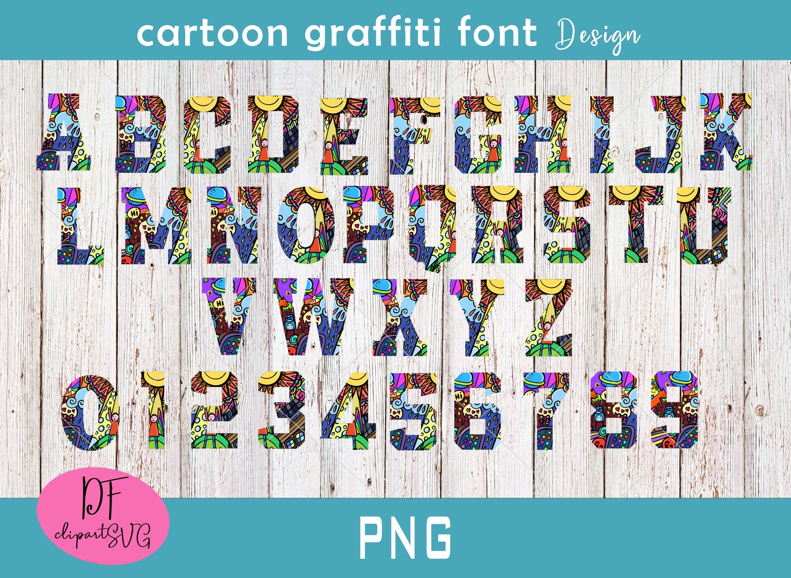 Cartoon graffiti font cartoon Alphabet Font PNG Alphabet | Etsy