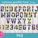 Cartoon Graffiti Font, Cartoon Alphabet, Font PNG, Alphabet Png, Number ...