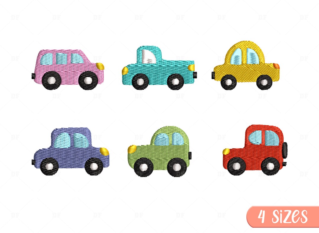 Mini Car Embroidery Design: Vehicle Embroidery File (4 Sizes) (digital ...