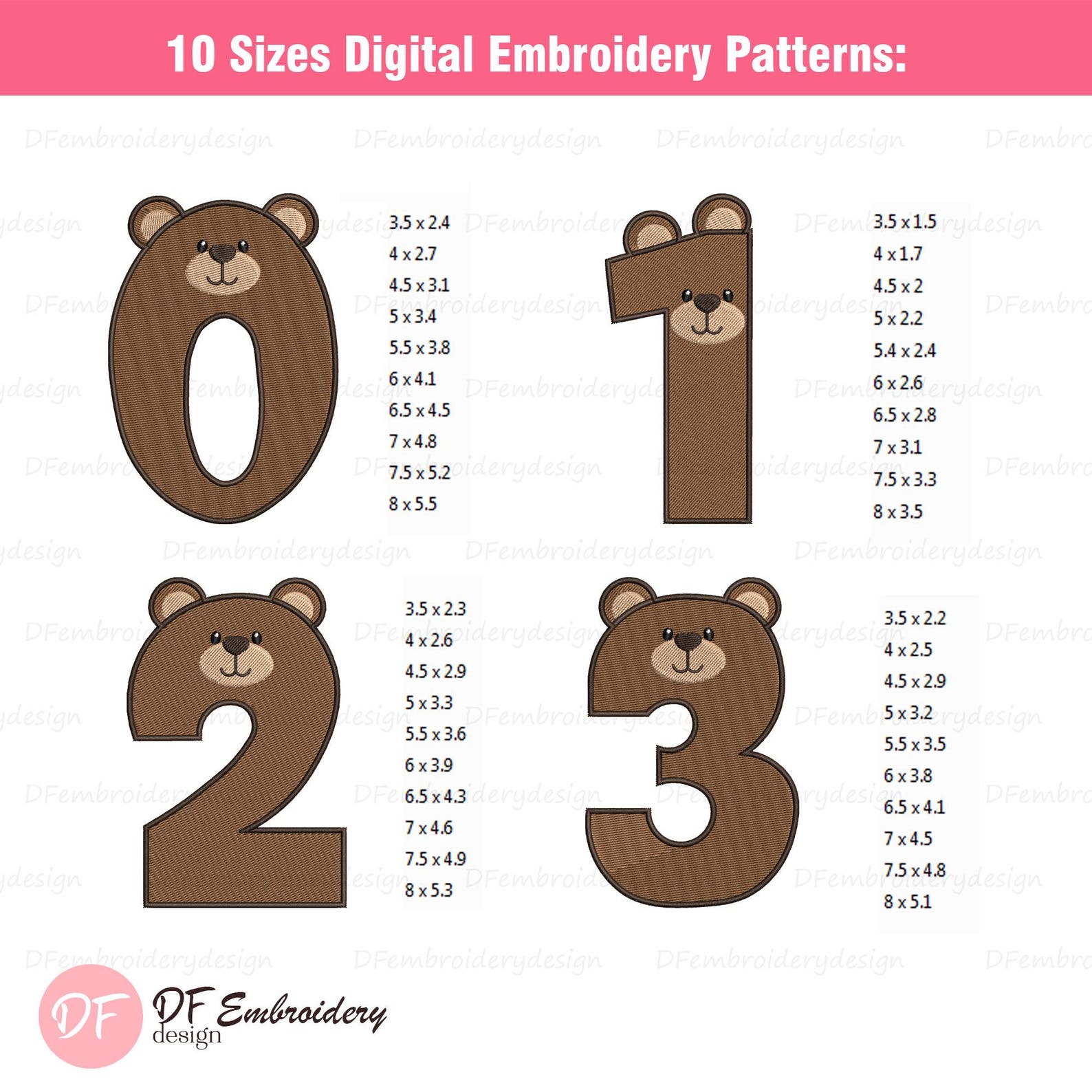 Teddy Bear Numbers Embroidery Design: Baby Birthday Outfit, 10 Sizes ...
