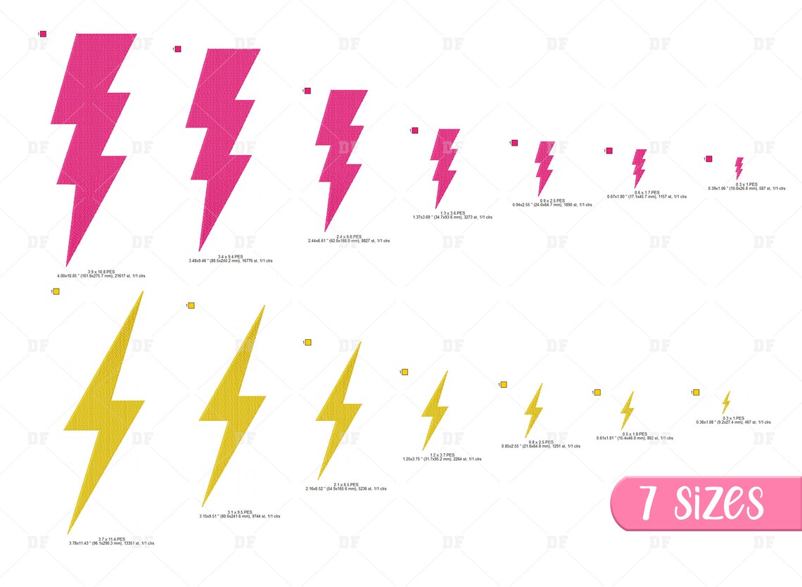 Lightning Bolt Embroidery Design: Mini Sizes (digital Download) - Etsy