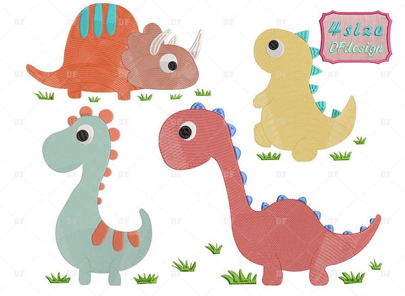 Dino Cute Embroidery Design Dinosaur Cute Embroidery - Etsy
