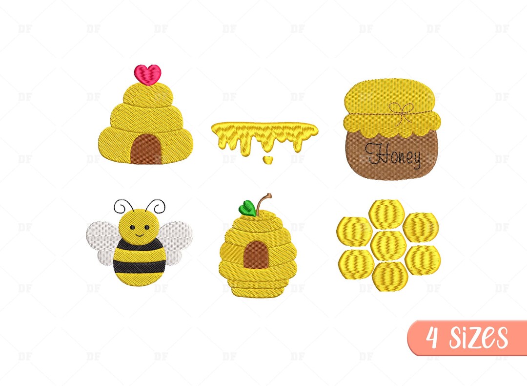 Mini Honey Bee Embroidery Designs, Small Hoop (digital Download) - Etsy