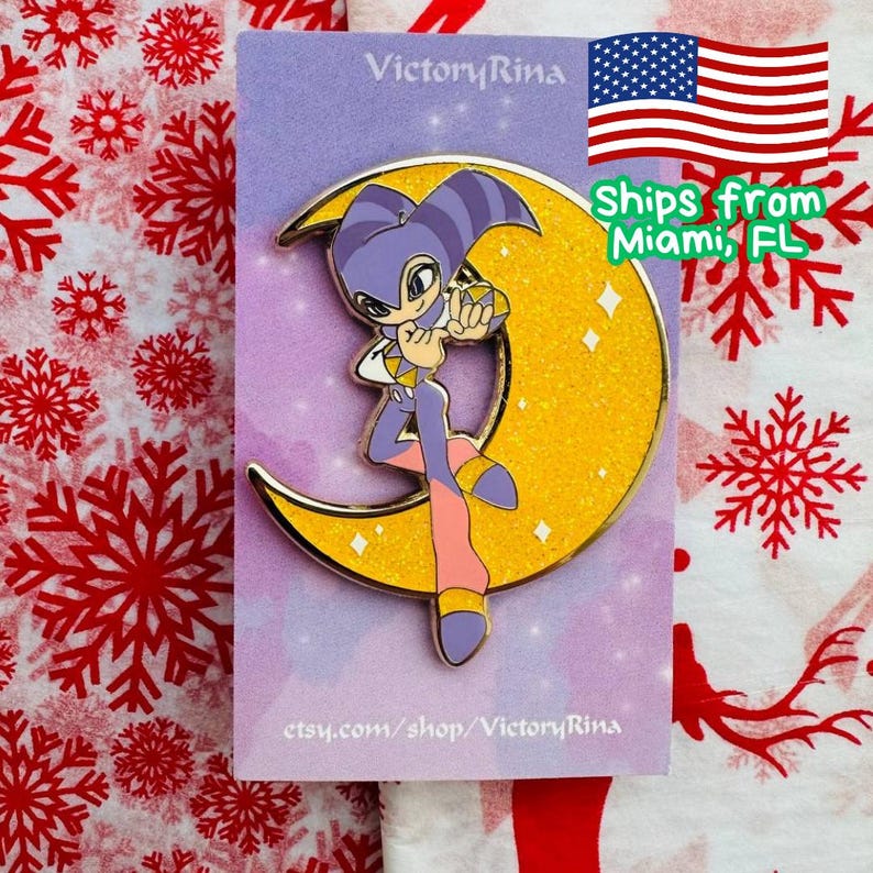 B Grade Night Moon Glitter Enamel Pin | Fast Delivery - Etsy