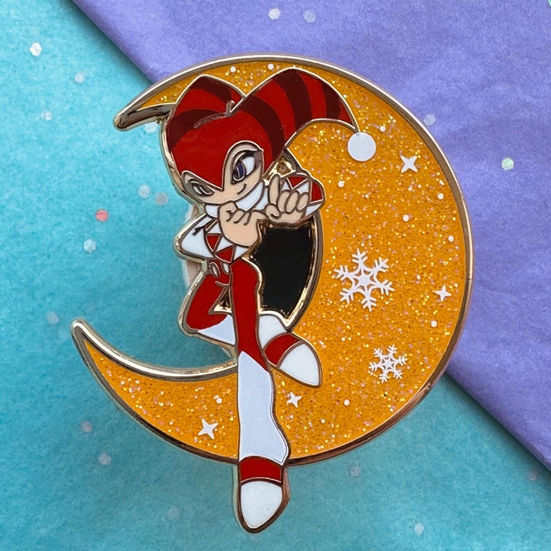 B Grade Christmas Nights Moon Glitter Enamel Pin | Nights Into Dreams ...