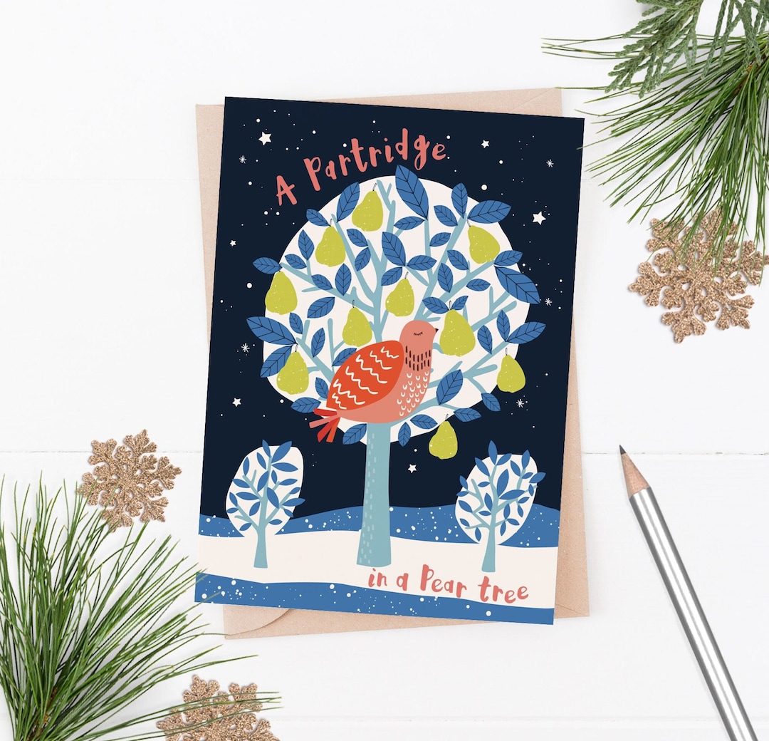A Partridge in a Pear Tree Christmas Card Pack of 6 Christmas Cards - Etsy