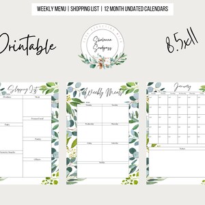 Digital Download Printable Weekly Menu Shopping List and 12 - Etsy