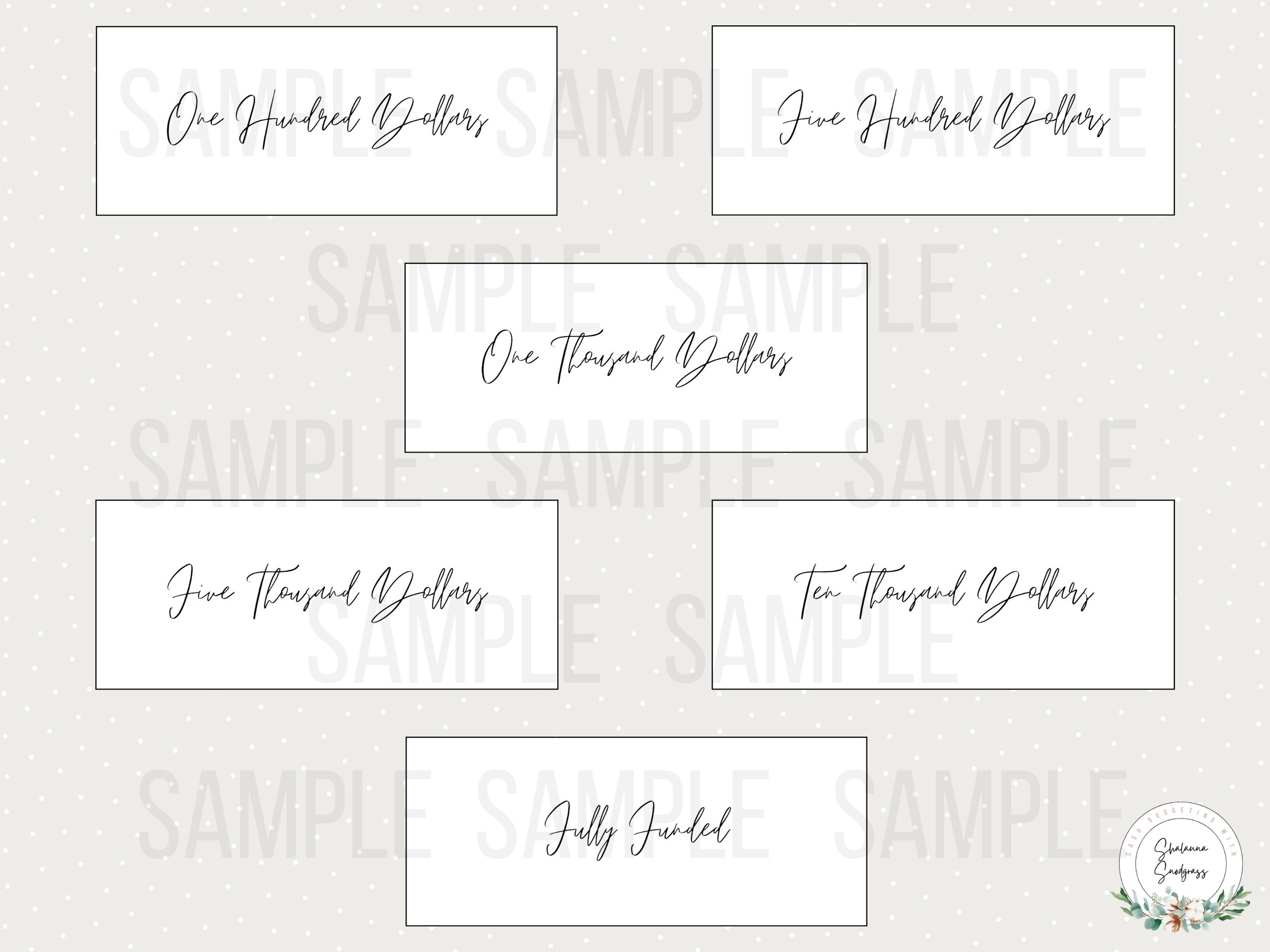 SVG, PNG Minimalist 6 Bill Placeholders for All Cash Budgeters Cash ...