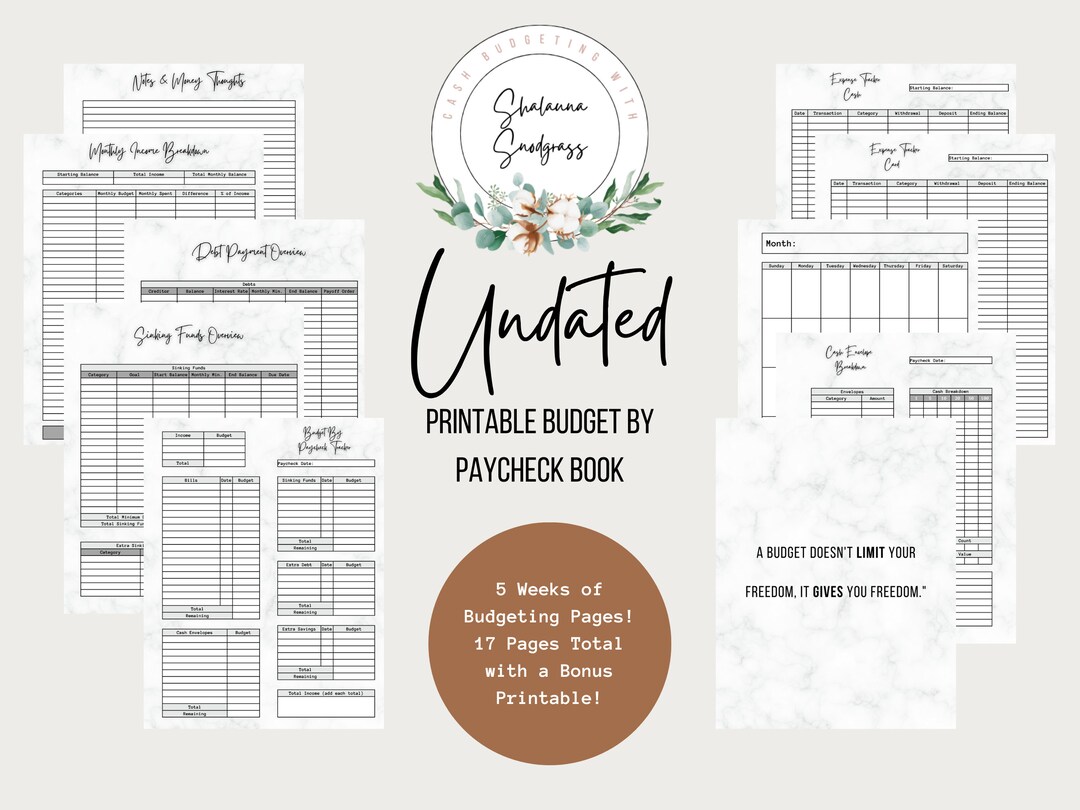 Printable Budget by Paycheck Book PDF Undated Reusable Printable ...