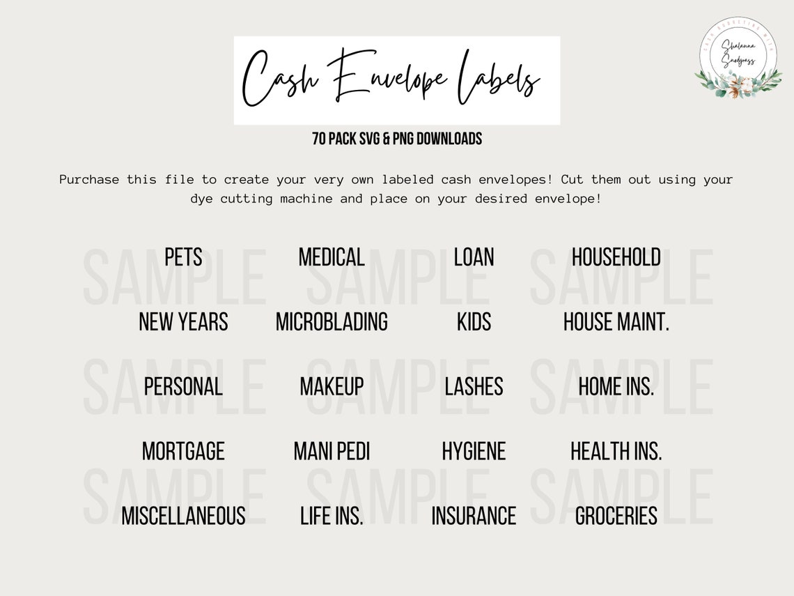 Cash Envelope Labels SVG PNG Cash Budgeting Budget by Paycheck Cash ...
