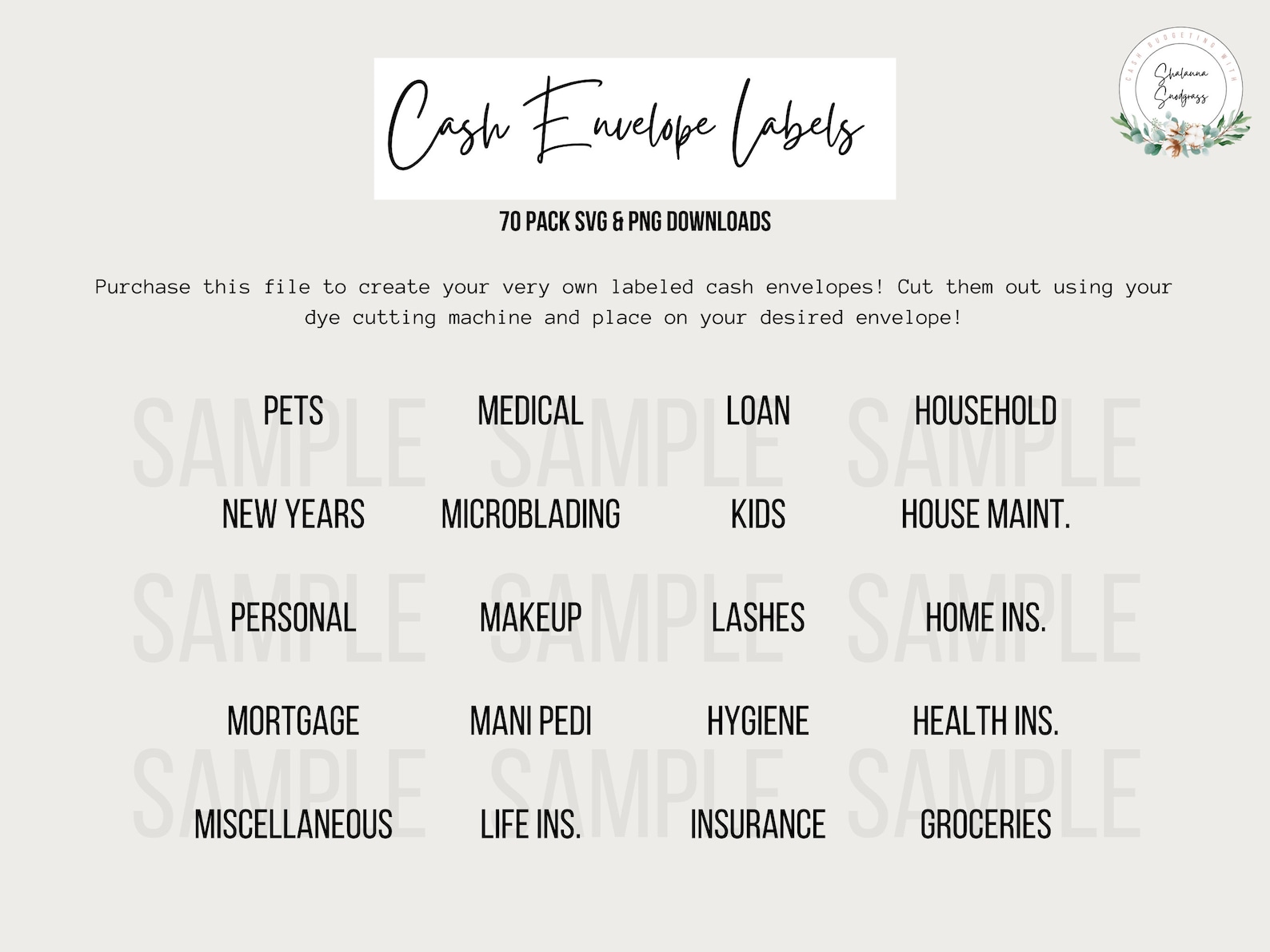 Cash Envelope Labels SVG PNG Cash Budgeting Budget by Paycheck Cash ...