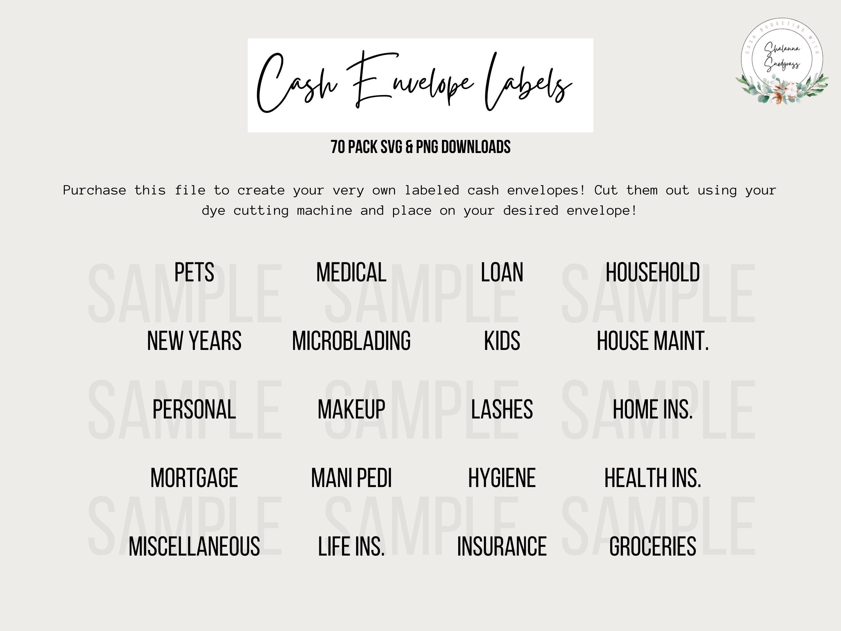 Cash Envelope Labels SVG PNG Cash Budgeting Budget by Paycheck Cash ...