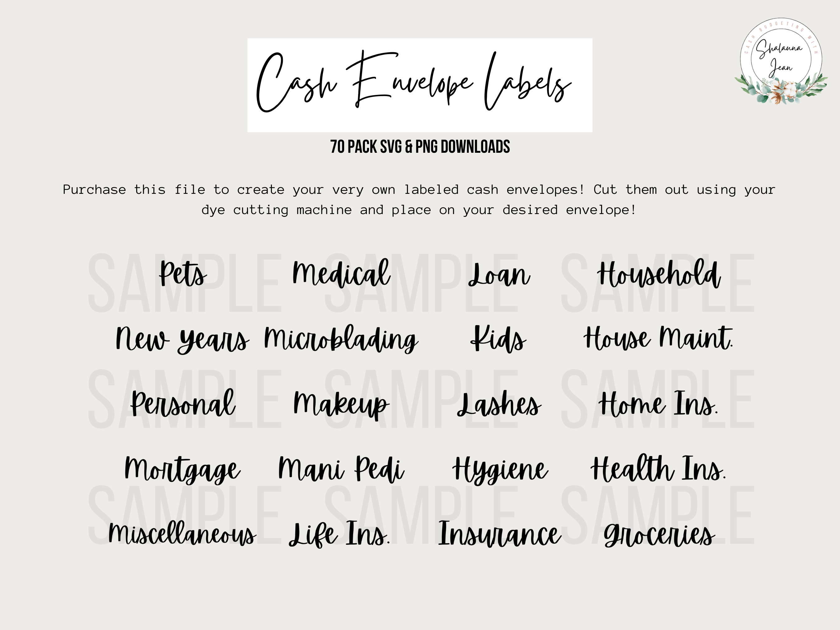 Cash Envelope Labels | SVG | PNG | Cash Budgeting | Budget by Paycheck ...