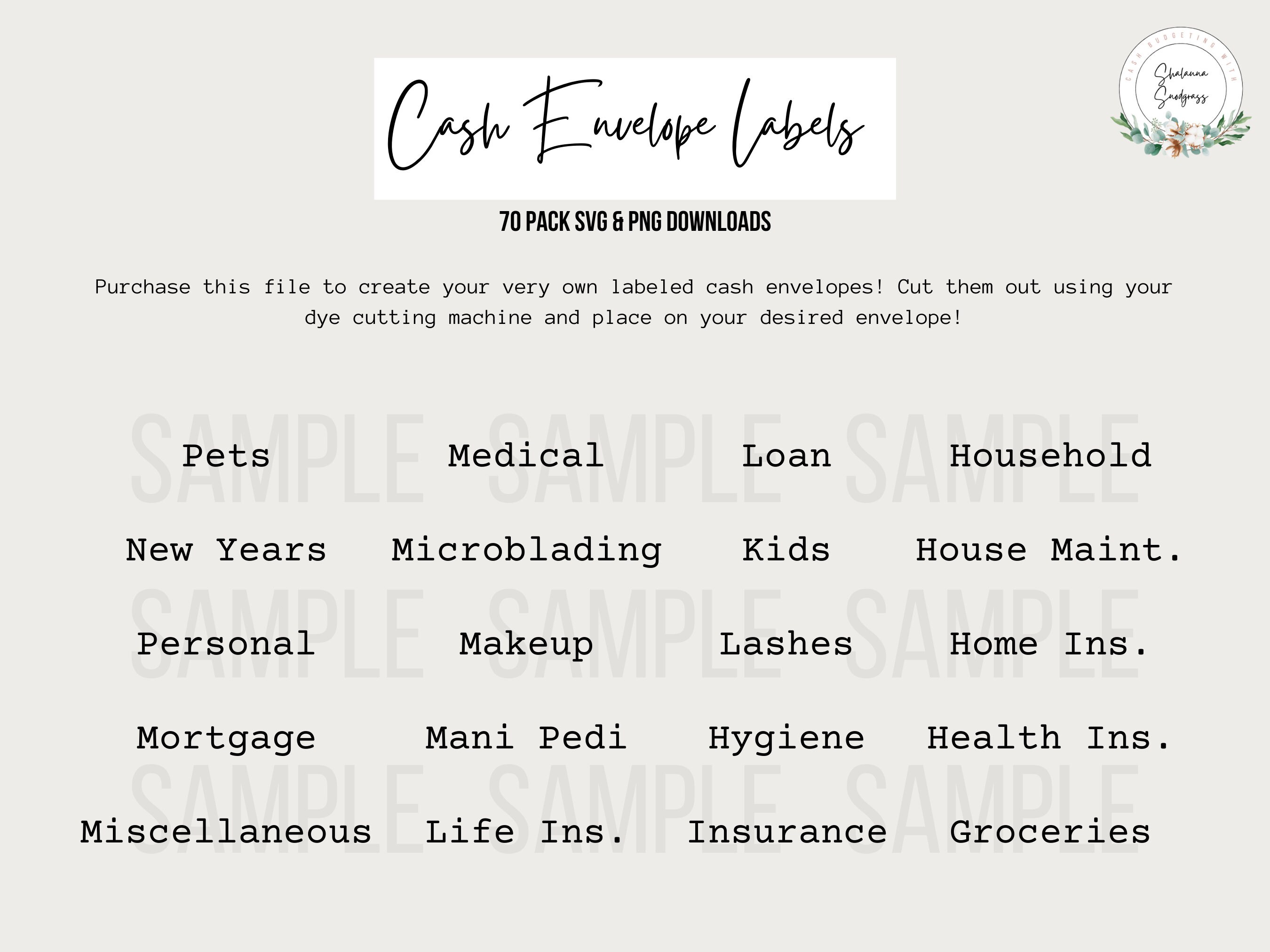 Cash Envelope Labels SVG PNG Cash Budgeting Budget by Paycheck Cash ...