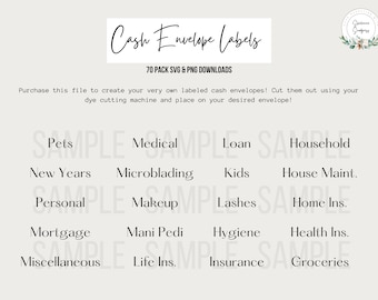 Cash Envelope Labels | SVG | PNG | Cash Budgeting | Budget by Paycheck ...