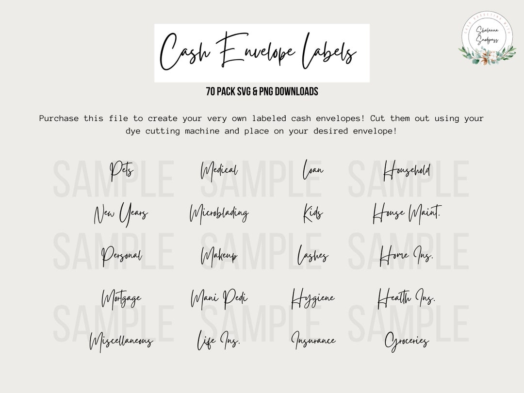 Cash Envelope Labels SVG PNG Cash Budgeting Budget by Paycheck Cash ...