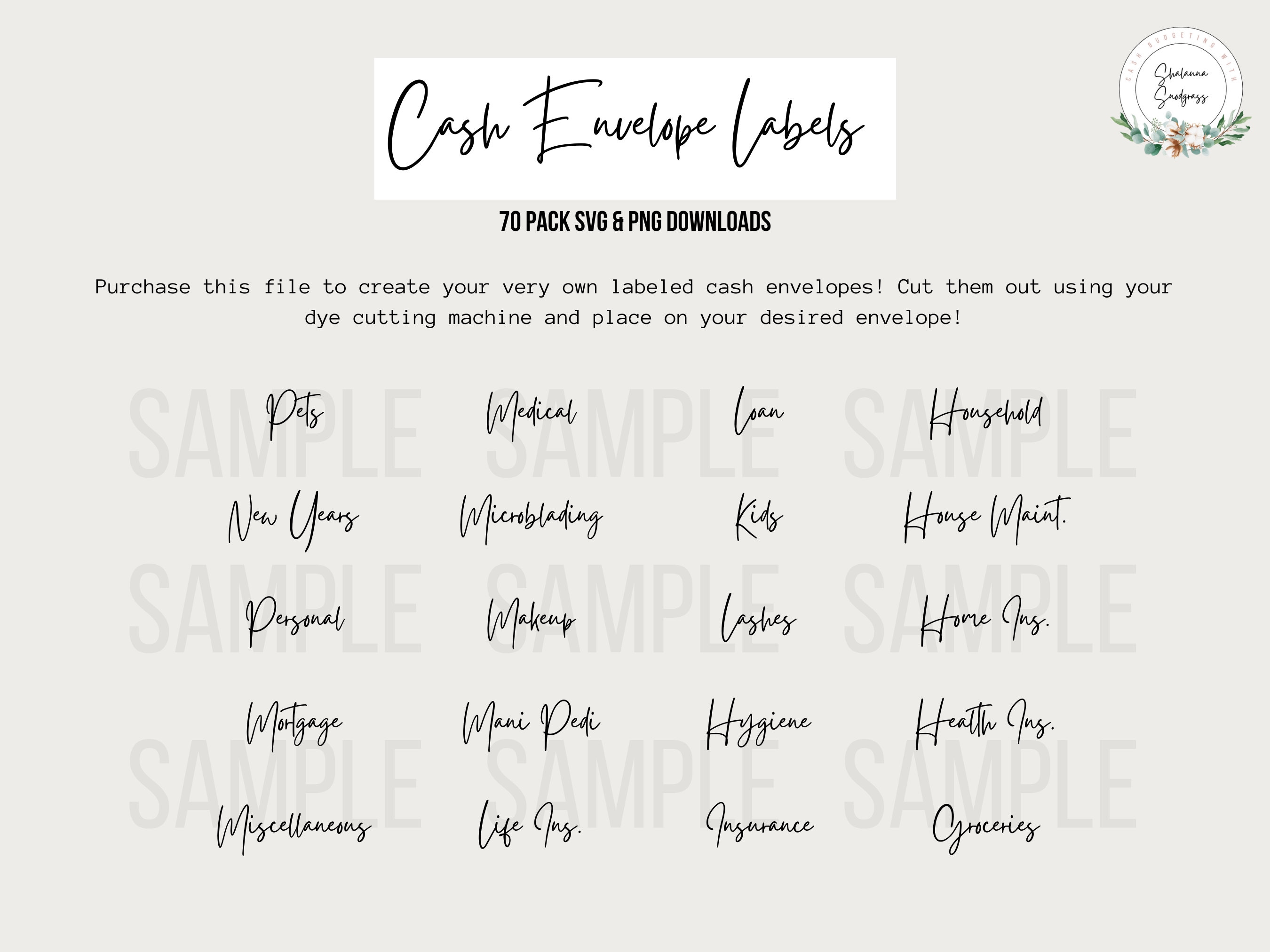 Cash Envelope Labels SVG PNG Cash Budgeting Budget by Paycheck Cash ...