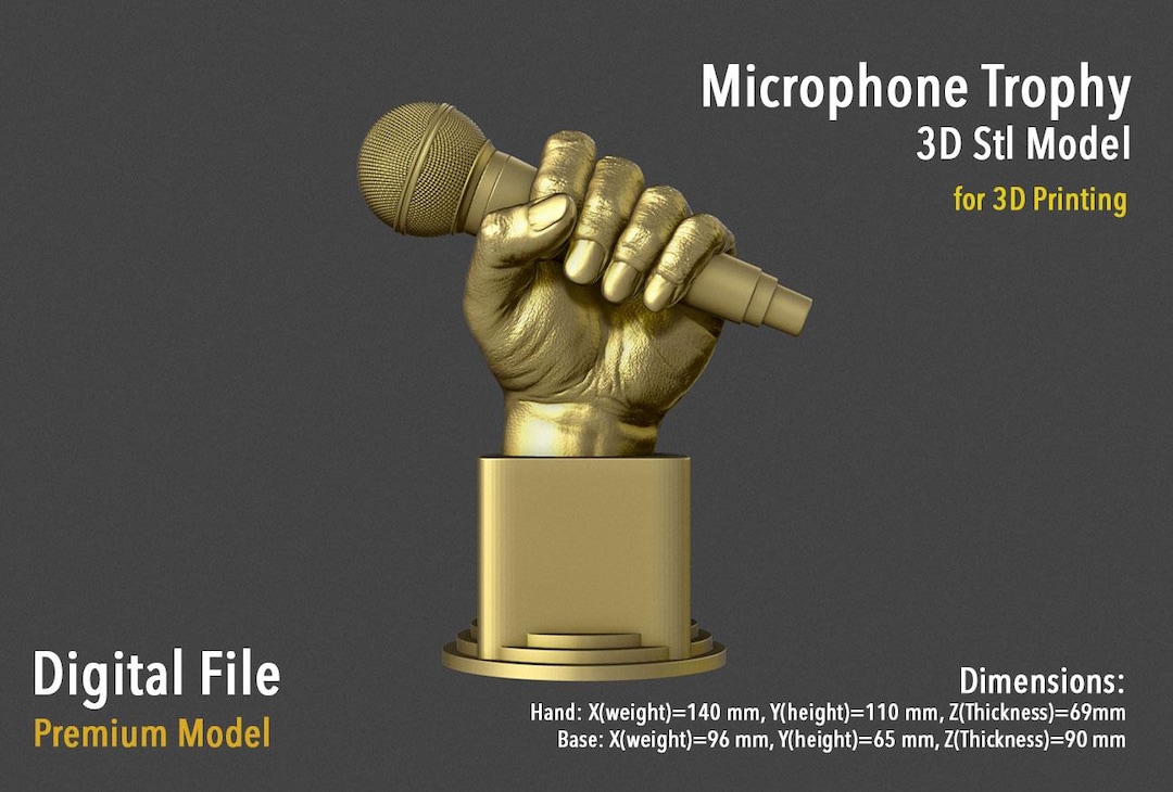 Trofeo de micrófono, modelo 3D STL, archivo digital - Etsy España