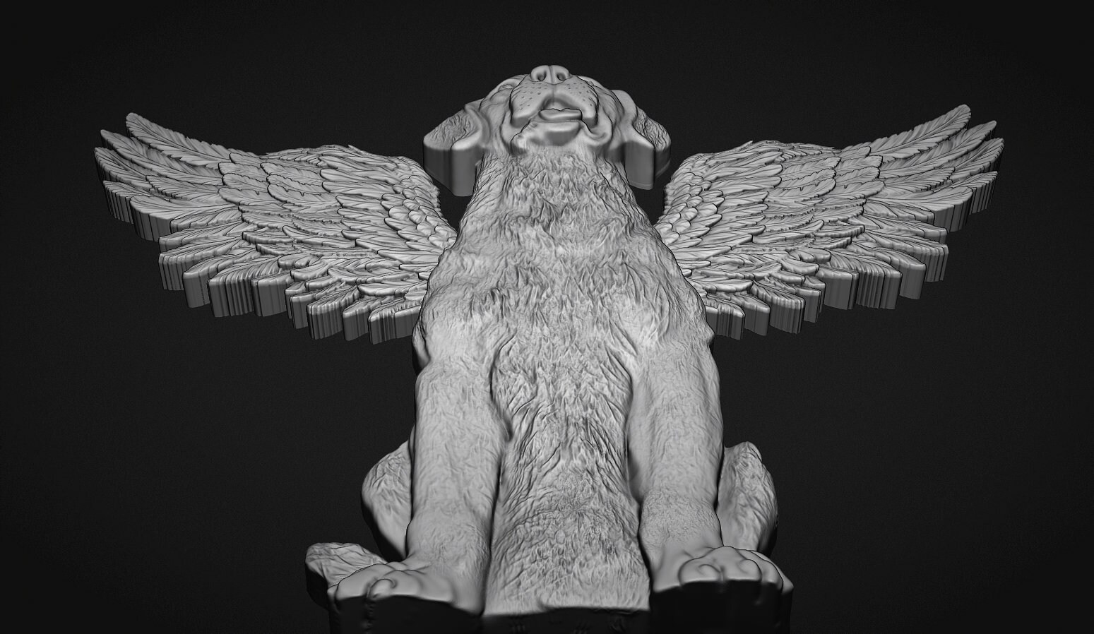 Winged Dog Relief 3D STL Model for CNC Router Carving Machine Engraver ...