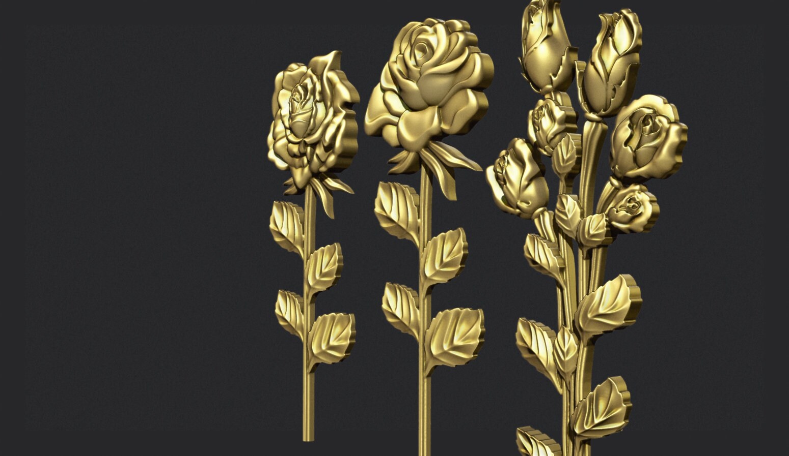 Roses Set 3d Stl Model for Cnc and 3d Printer. 3D STL Model for CNC ...