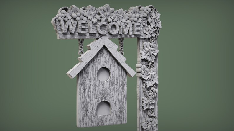 Welcome Sign Board With Bunch of Grapes 3D STL Model for CNC Router 3D ...