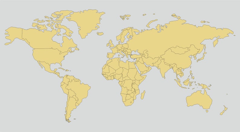 World Map Vector Laser and Cnc Cut File dxf Svg Eps Pdf - Etsy