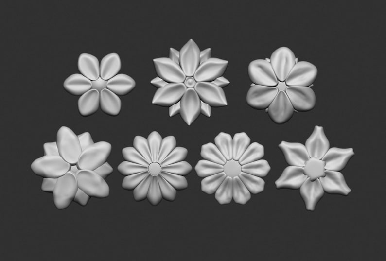 Flowers 3d Stl Model For Cnc Router Or 3d Printer Digital Files Etsy