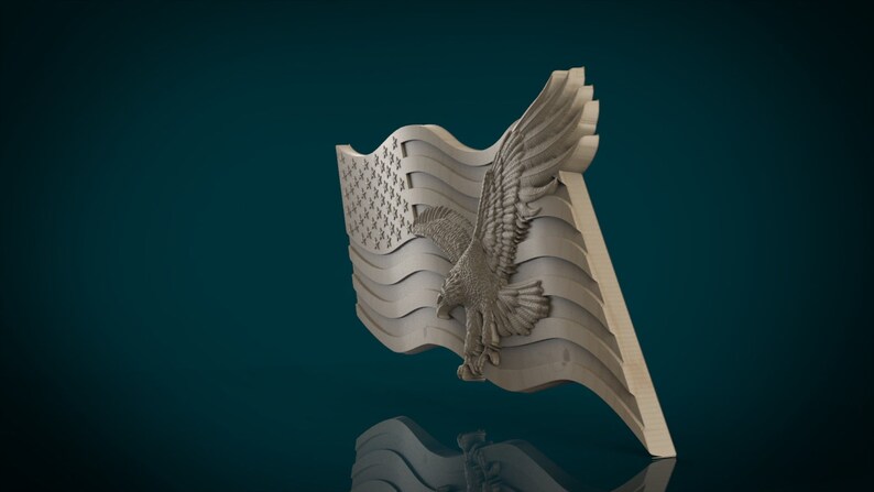 American Flag and Eagle 3D STL Model for CNC Router 3D Printer - Etsy