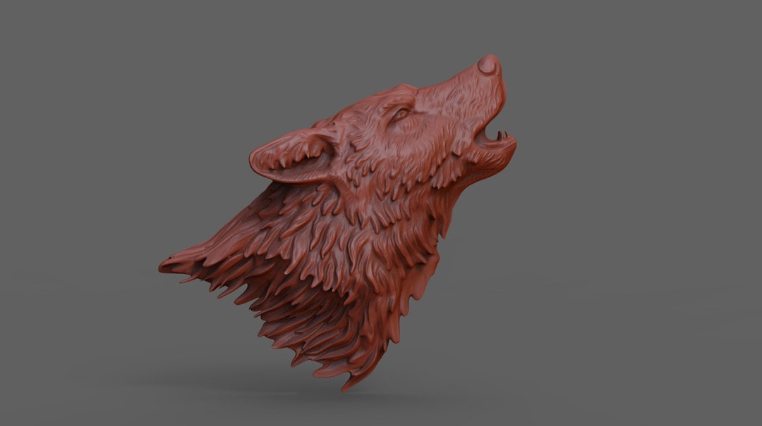 Howling Wolf Bas Relief 3D STL Model for CNC Router 3D Printer Engraver ...
