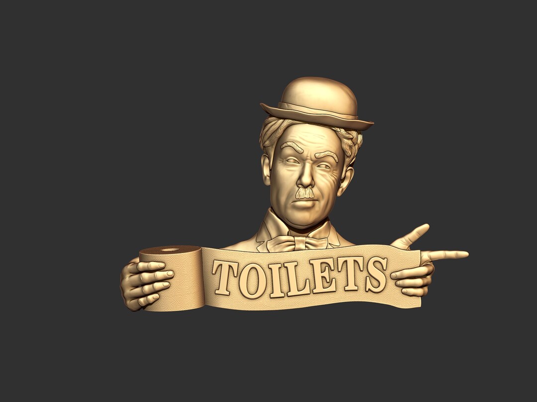 Charlie Chaplin Toilet Sign Bas Relief 3d Stl Digital File for 3d ...