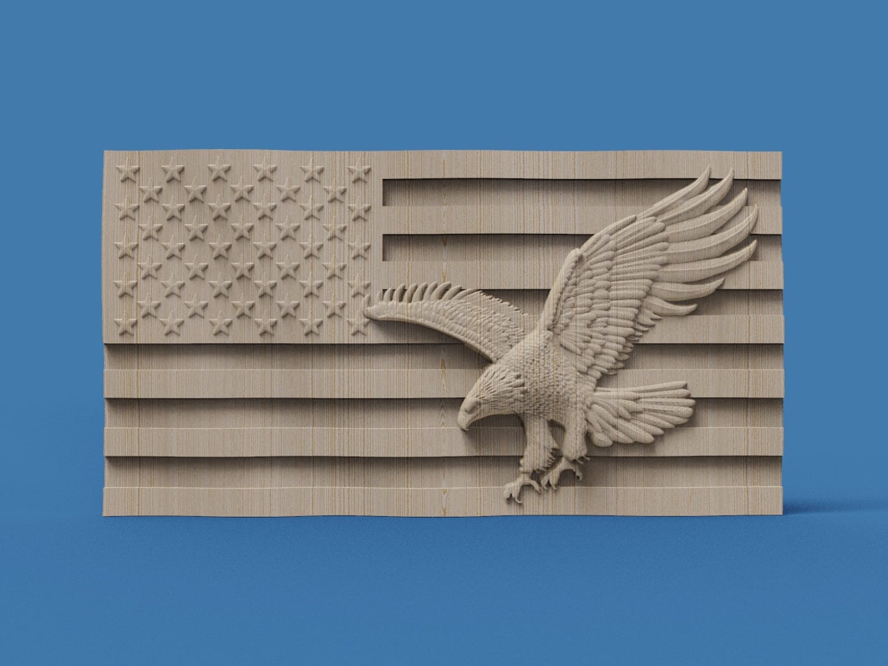 American Flag and Eagle 3D STL Model for CNC Router 3D Printer Engraver ...