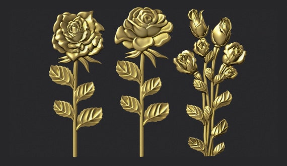 Roses Set 3d Stl Model for Cnc and 3d Printer Artcam Aspire | Etsy