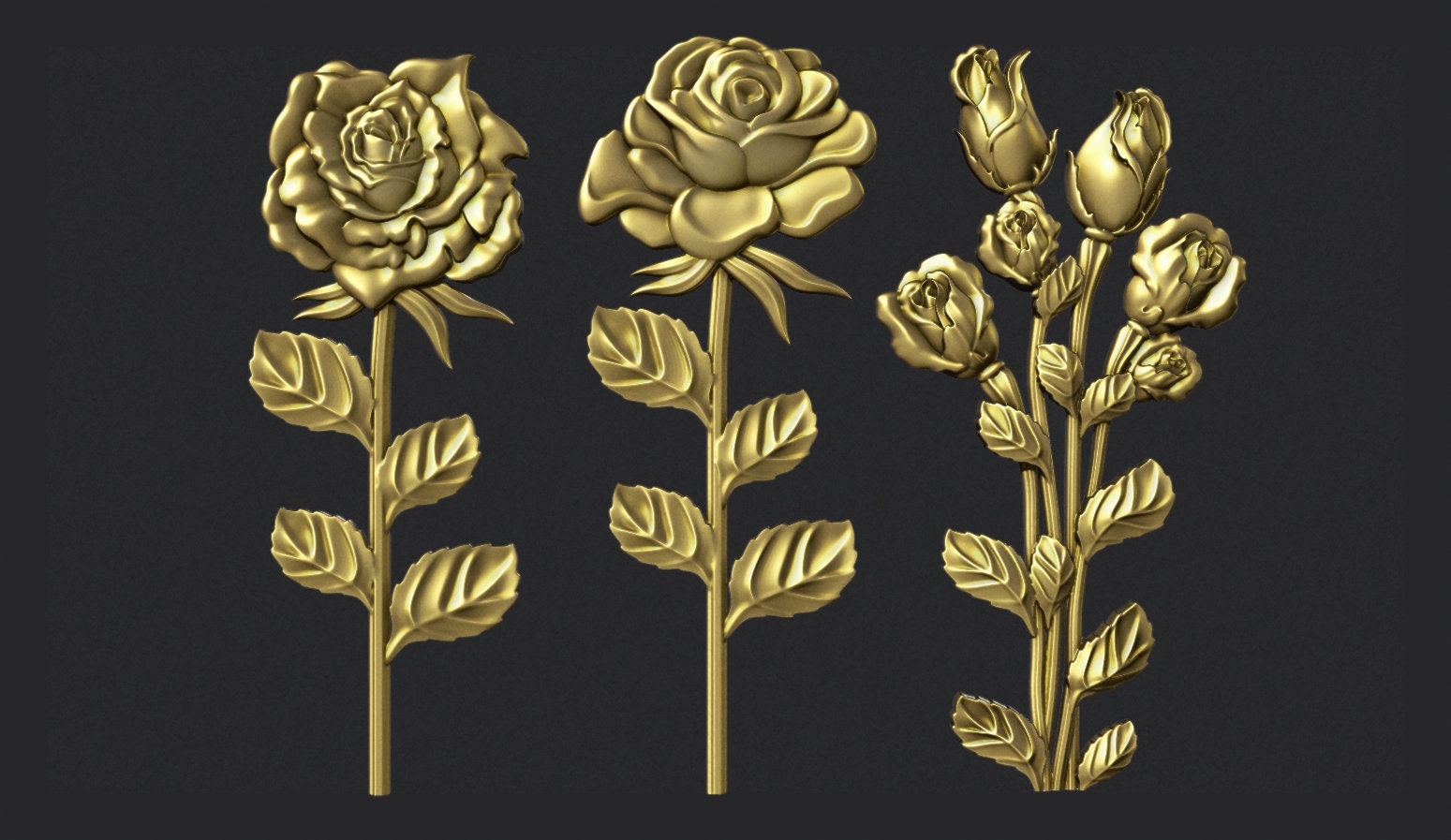 Roses Set 3d Stl Model for Cnc and 3d Printer. 3D STL Model for CNC ...