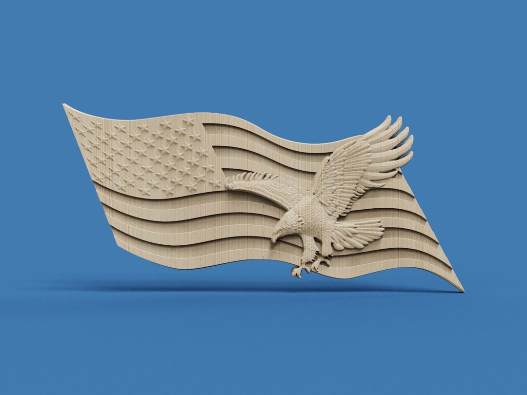 American Flag and Eagle 3D STL Model for CNC Router or 3D Printer ...