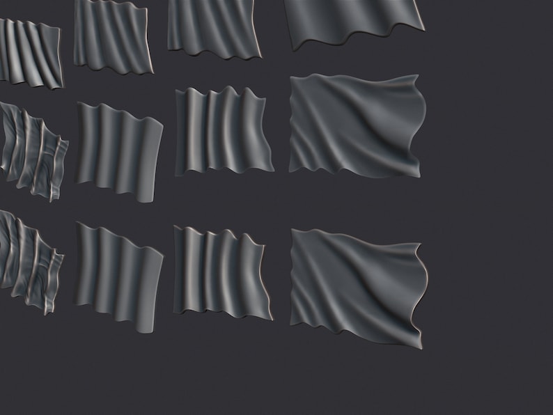 Wavy Flags Set 3D STL Model for CNC Router and 3D Printer Digital File ...
