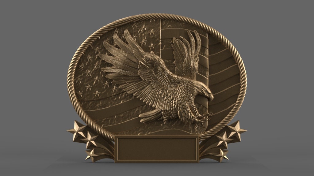 American Flag and Eagle 3D STL Model for CNC Router Engraver Carving ...