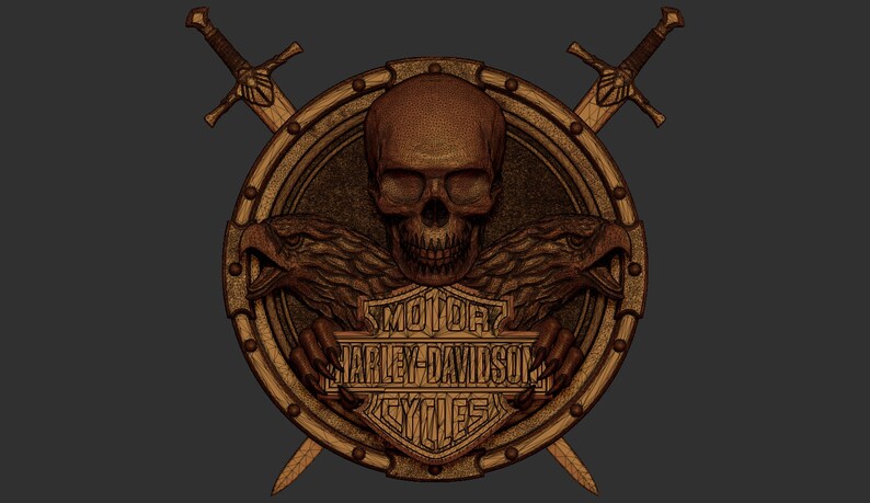 Motorcycle Club Logo Bas Relief Stl Model for Cnc and 3d Printer ...