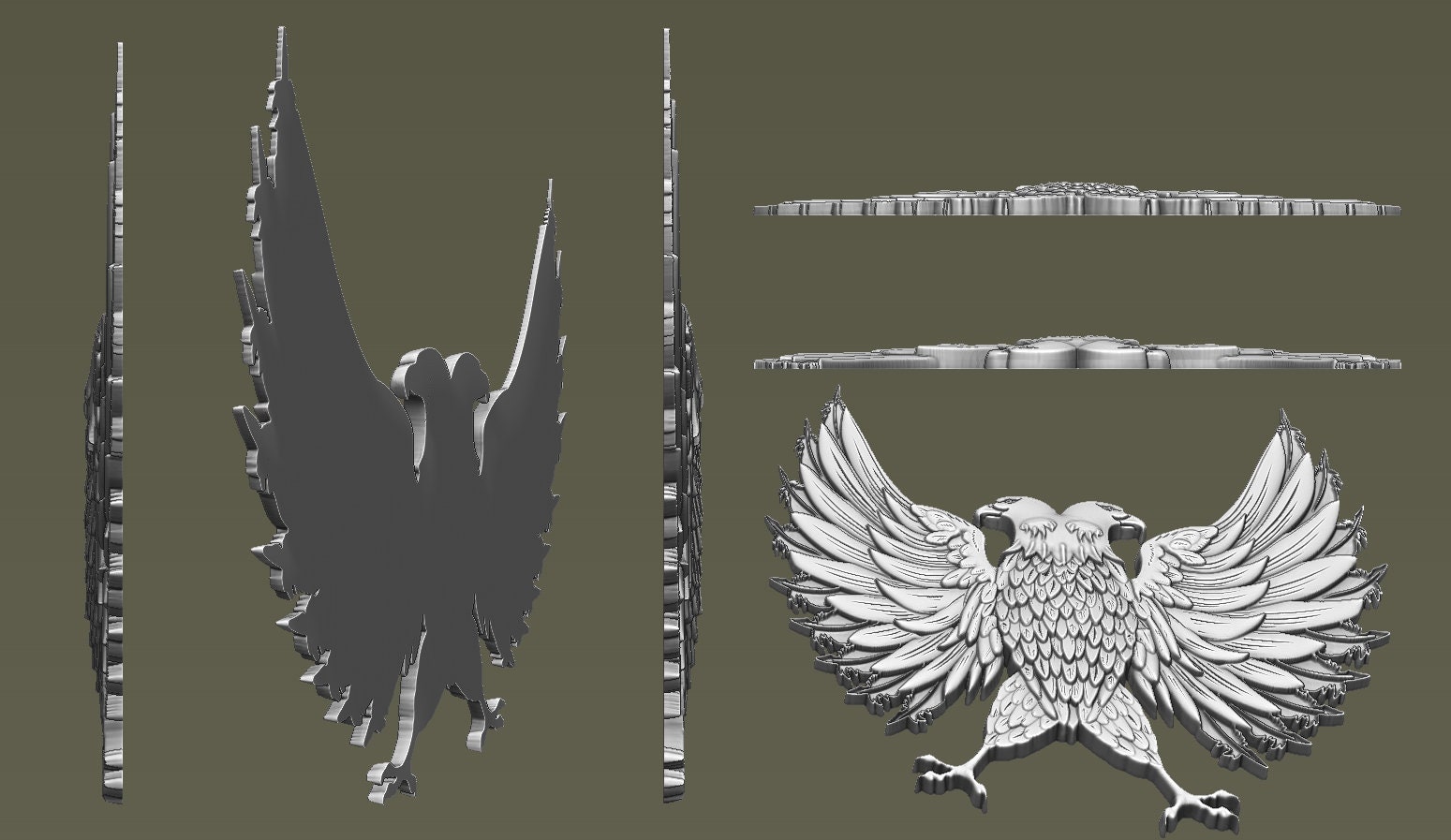 Two Headed Eagle 3D STL Model for CNC Router and 3D Printer Digital ...