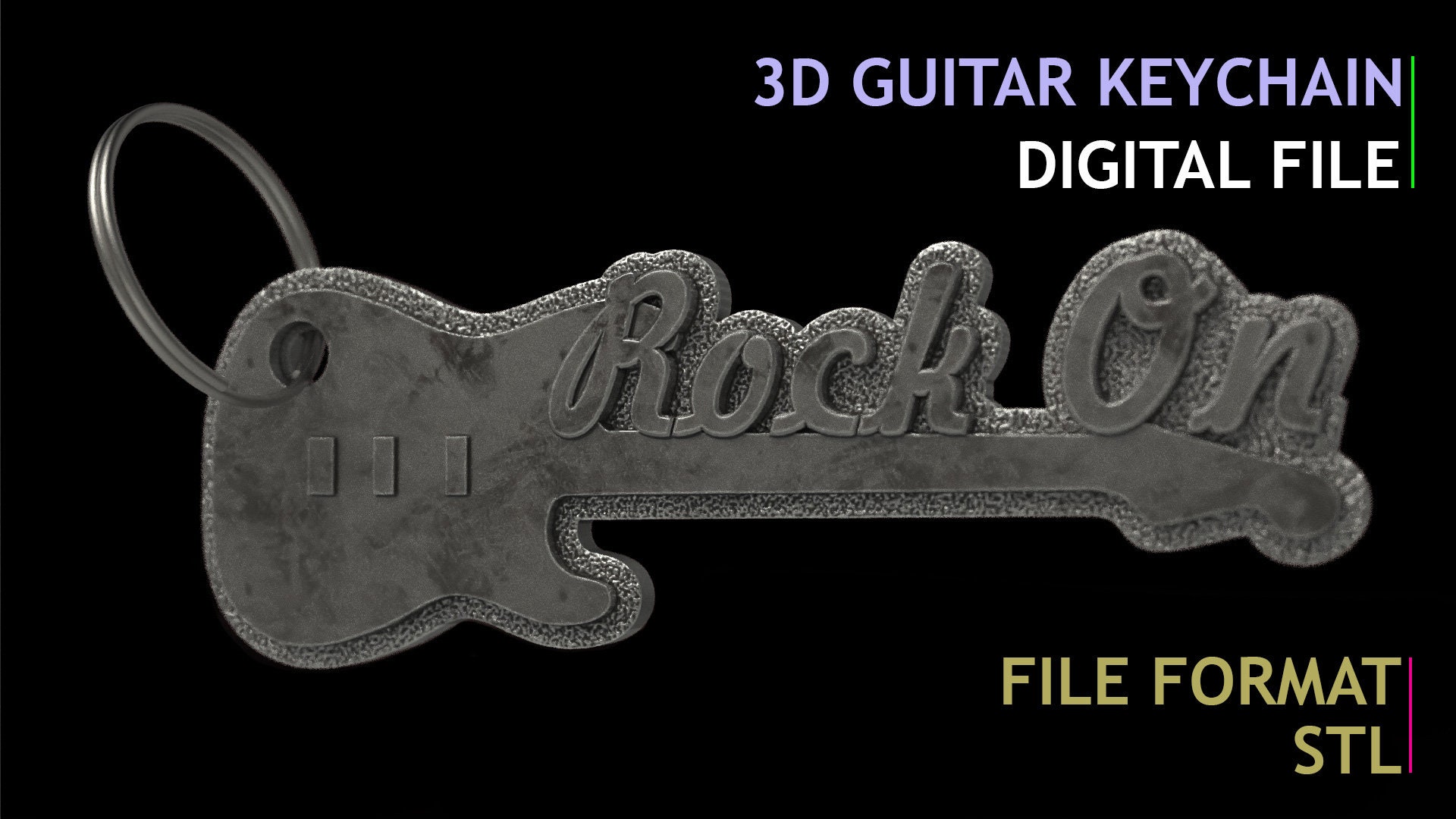 Guitar Keychain 3D STL Model for 3D Printing or Cnc Milling, Digital ...