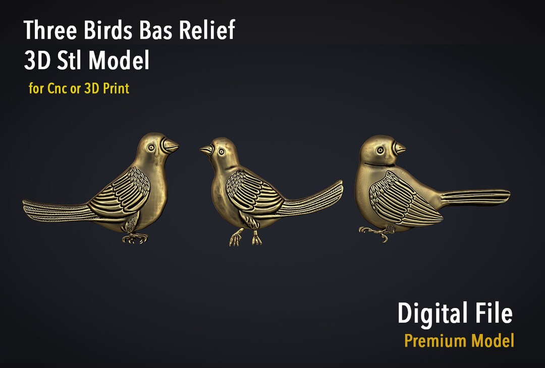 Three Birds Bas Relief 3D Stl Digital File - Etsy