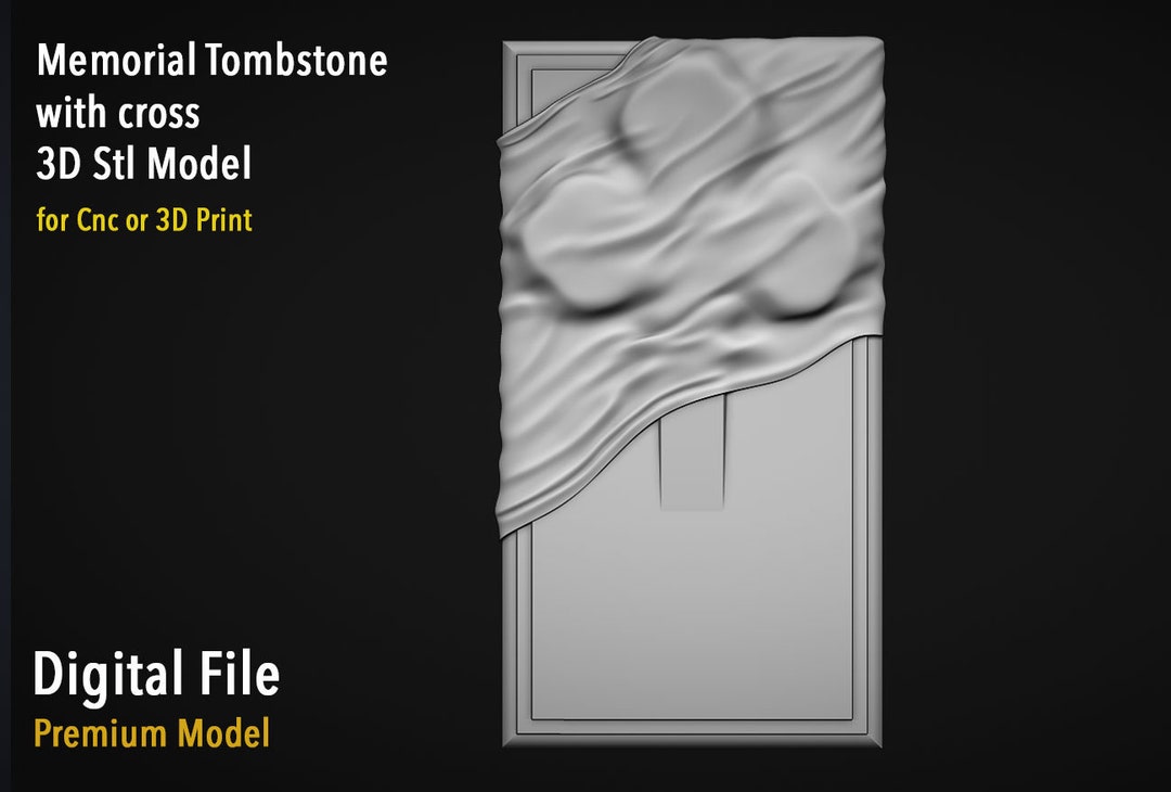Memorial Tombstone With Cross 3d Stl Model for Cnc Digital File - Etsy