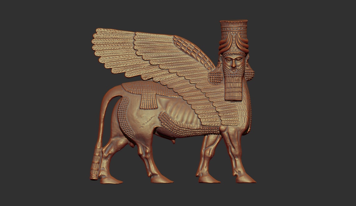 Assyrian Human Headed Winged Bull Stl Model for Cnc and 3d Printer ...