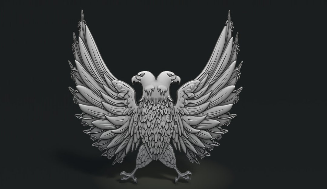 Two Headed Eagle 3D STL Model for CNC Router and 3D Printer Digital ...
