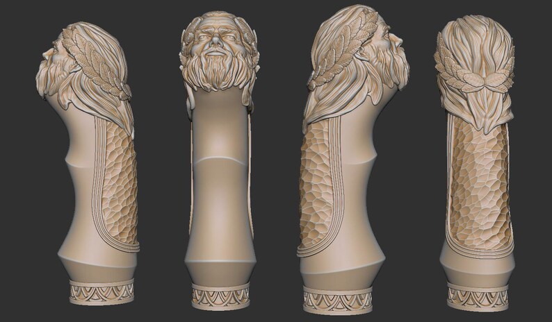Zeus Head Knife Handle 3D STL Model | Greek Mythology Knife Grip ...